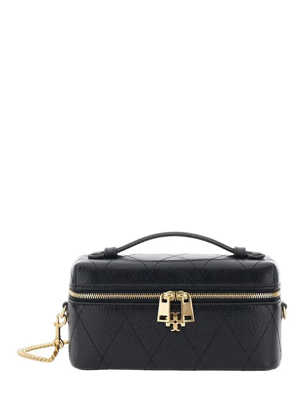 Tory Burch Quilted Vanity Case With Chain Strap - Black