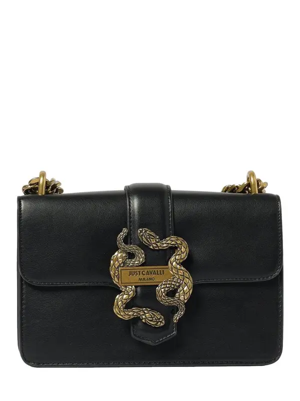 Just Cavalli Snake Clasp Shoulder Bag - Black
