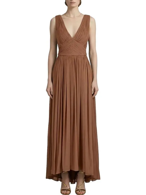 Costarellos Pleated Polyester Gown - Pink