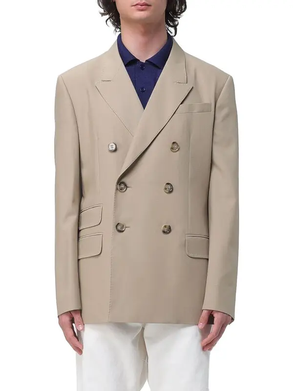 AMI Paris Double-breasted Virgin Wool Blazer - Beige