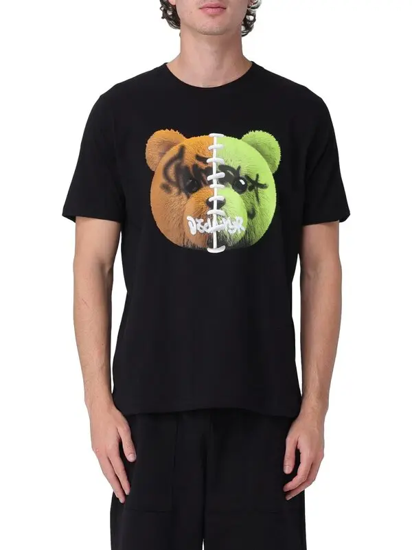 DISCLAIMER Slim Fit Cotton T-shirt With Teddy Bear Print - Black