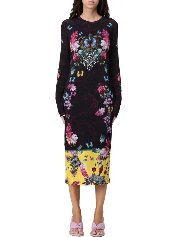 Versace Long Sleeve Printed Dress - Multicolor