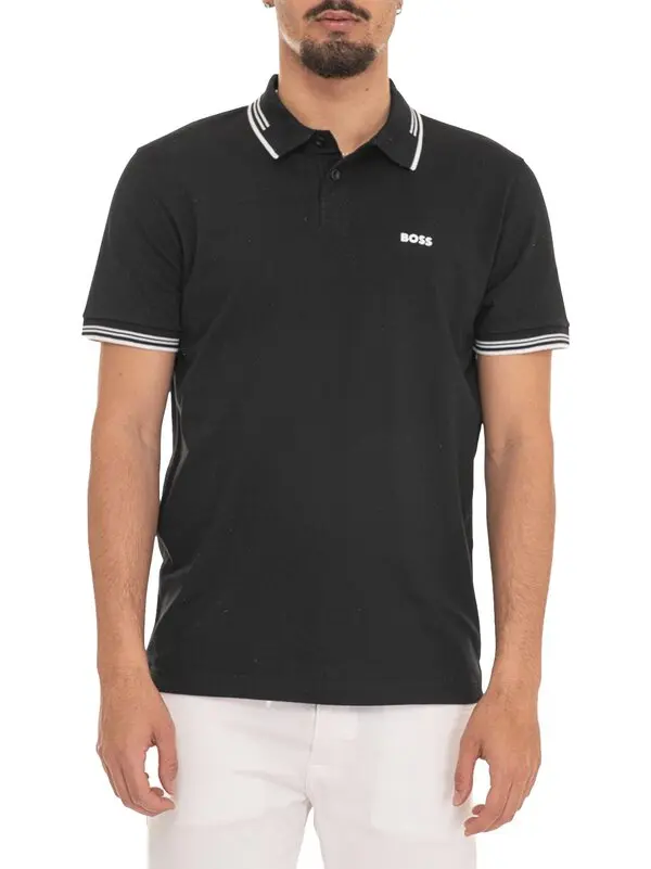 BOSS Cotton Polo With Logo - Black