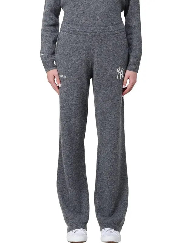 SPORTY & RICH Gray Cashmere Knit Flared Logo Trousers - Grey