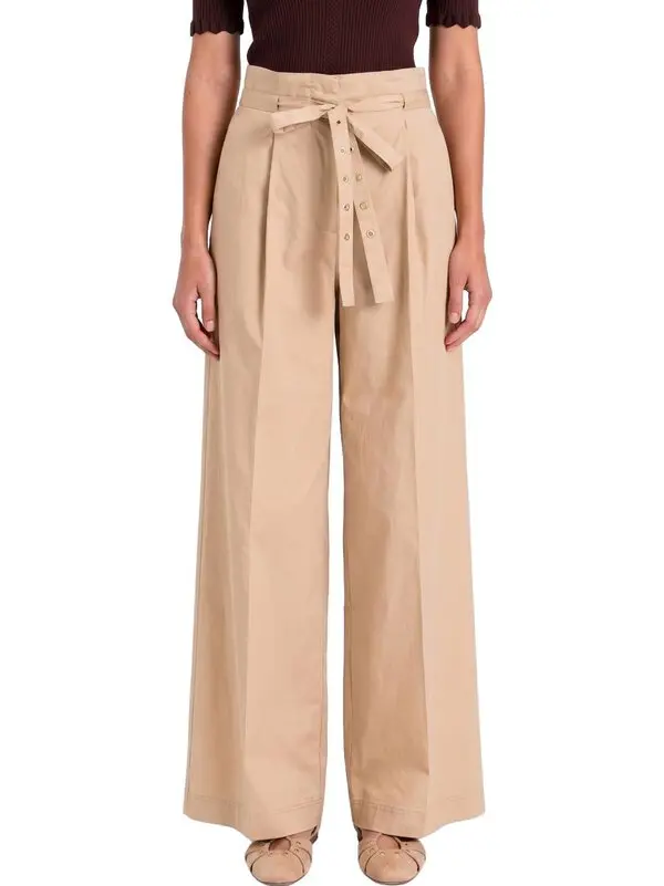 TWINSET Wide-leg Cotton Twill Trousers - Rope