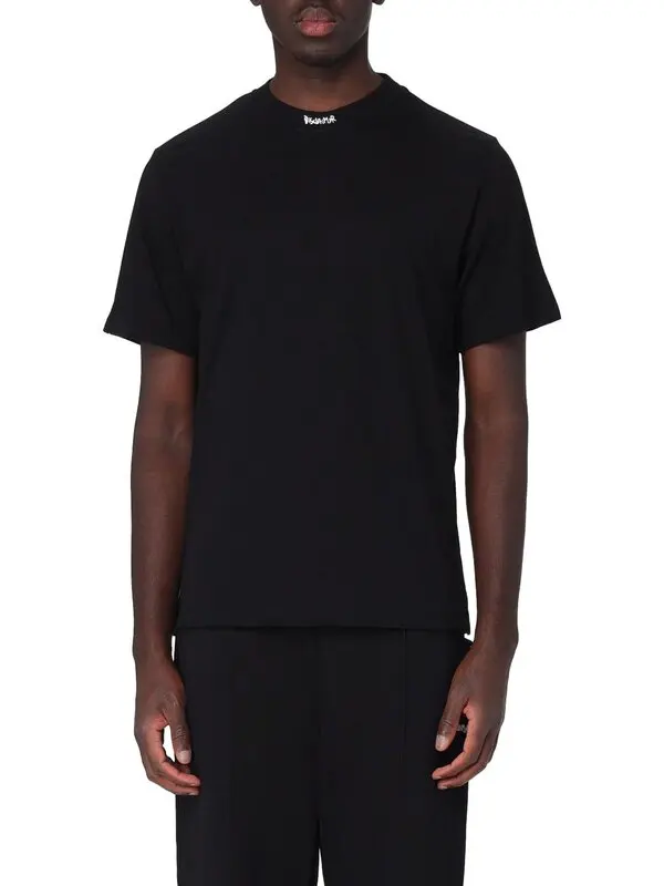 DISCLAIMER Slim Fit Cotton T-shirt With Contrast Logo - Black