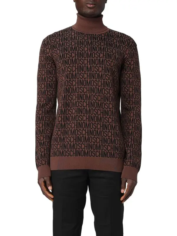 Moschino All-over Logo Turtleneck Jumper - Brown