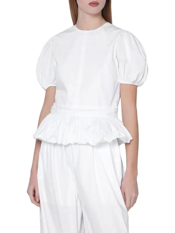 ROTATE BY BIRGER CHRISTENSEN Puff Sleeve Peplum Top - White