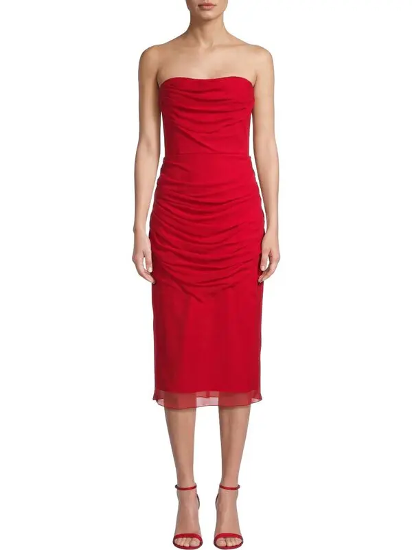 Carolina Herrera Silk Midi Dress - Red