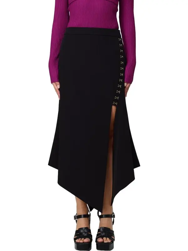 Just Cavalli Asymmetrical Midi Skirt With Hook And Eye Detailing - Black