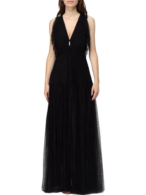 Elisabetta Franchi Off-the-shoulder Tulle Gown - Black