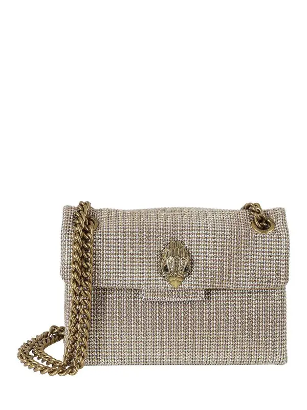 Kurt Geiger Kensington Bag In Houndstooth With Rhinestones - Brown