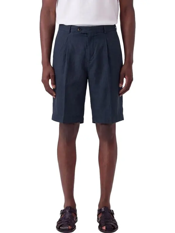 PT TORINO Chino Shorts In Linen And Cotton Blend - Blue