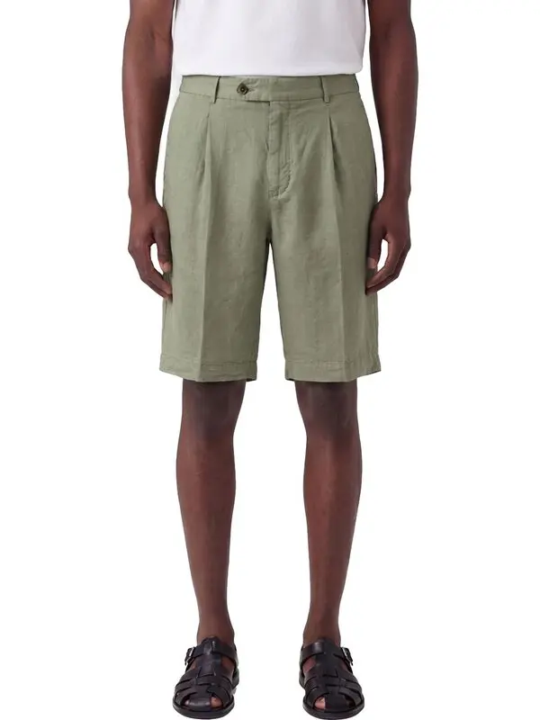PT TORINO Chino Shorts In Linen And Cotton Blend - Green