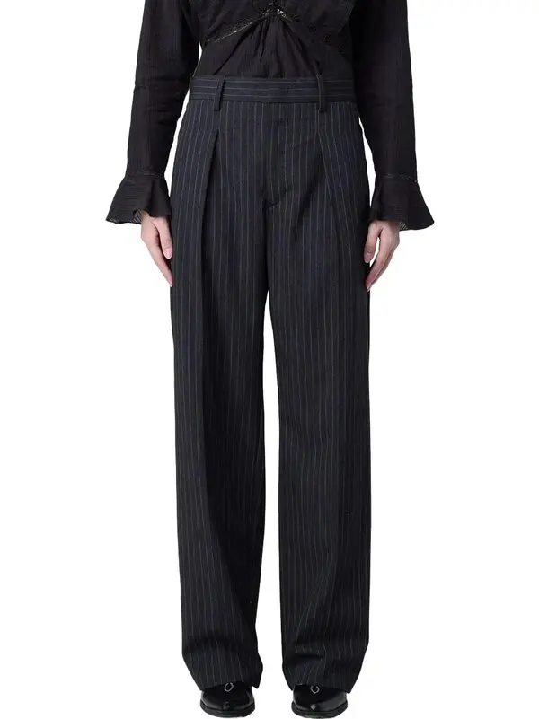 Isabel Marant Étoile Tailored Wide Leg Trousers With Pinstripe Detail - Grey