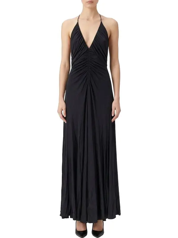 SELF-PORTRAIT Jersey Ruched Maxi Dress - Black