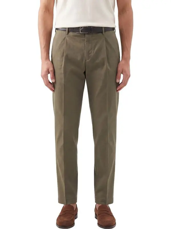 PT TORINO Cotton Blend Stretch Tailored Trousers - Military