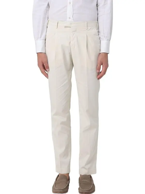 PT TORINO Cotton Blend Stretch Tailored Trousers - Milk