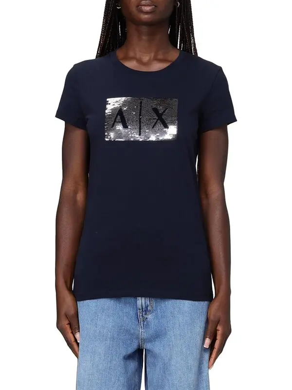 Armani Exchange Sequin Logo T-shirt - Navy