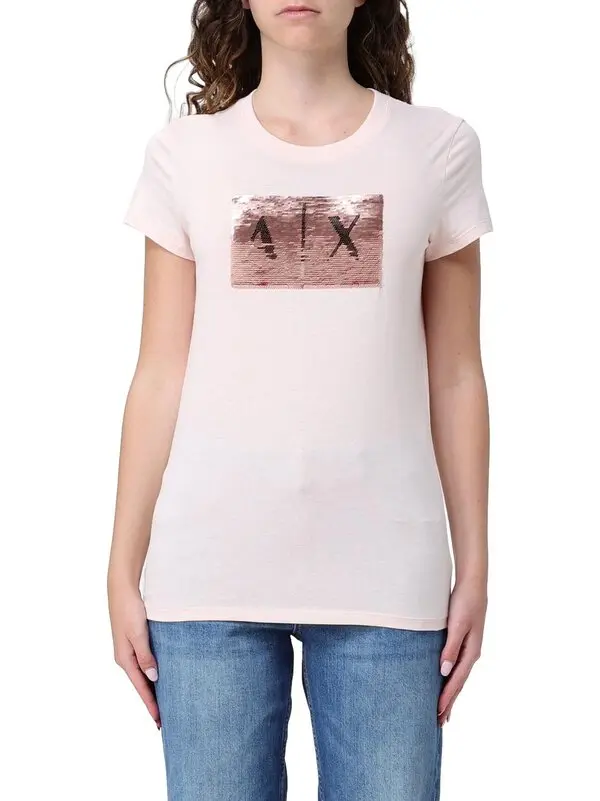 Armani Exchange Sequin Logo T-shirt - Pink