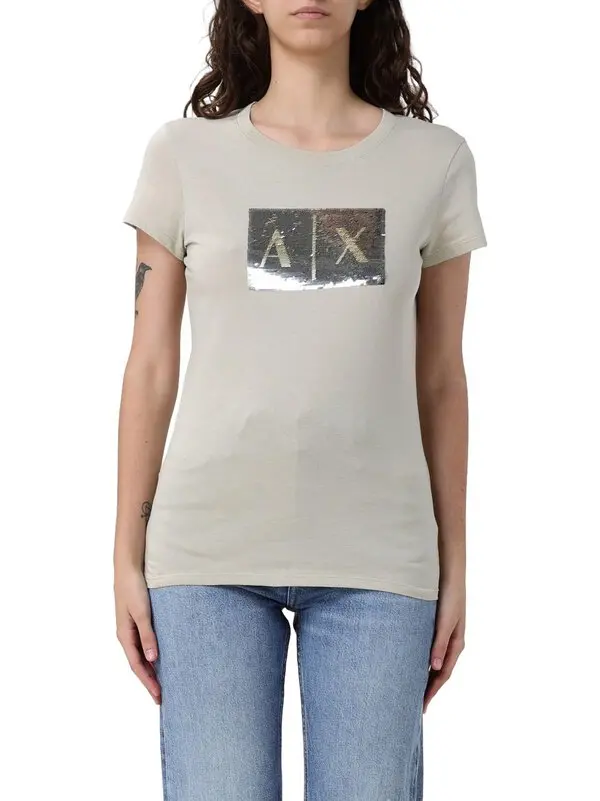 Armani Exchange Sequin Logo T-shirt - Sand
