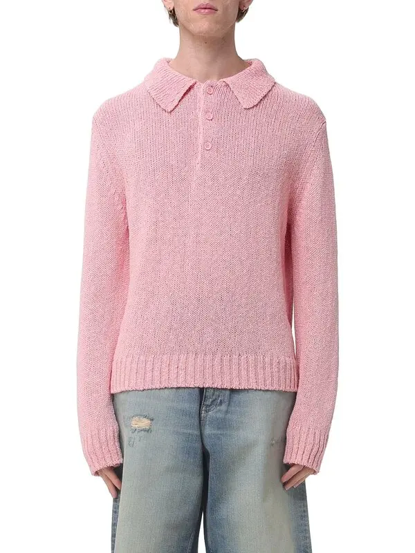 SUNFLOWER Cotton And Linen Knit Polo Shirt - Pink