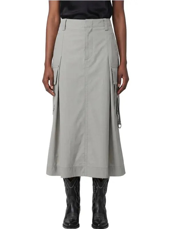 DURAZZI MILANO Midi Cotton Cargo Skirt - Grey