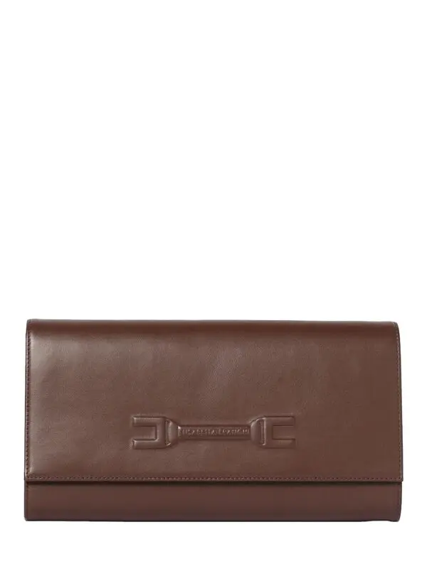 Elisabetta Franchi Embossed Logo Clutch - Dark