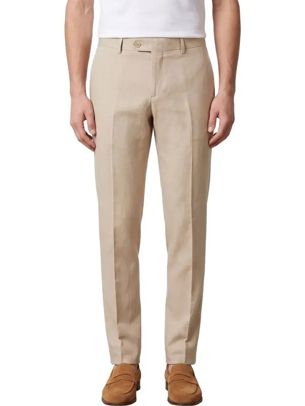 BOSS Slim Fit Tailored Pants In Linen Blend - Grey
