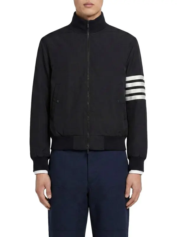 Thom Browne Bomber Jacket With Signature Stripes - Blue