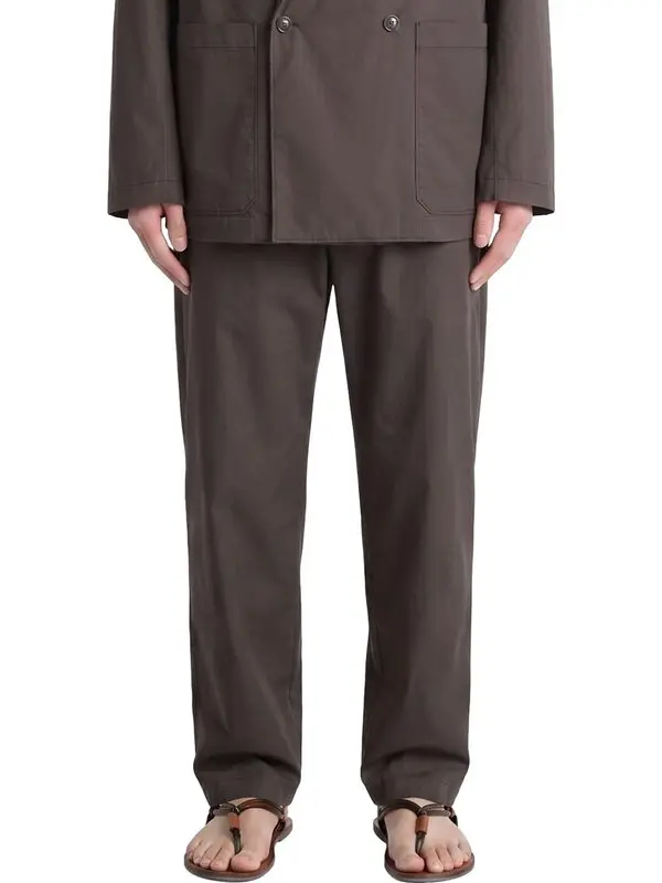 LEMAIRE Wide-leg Cotton Trousers - Brown