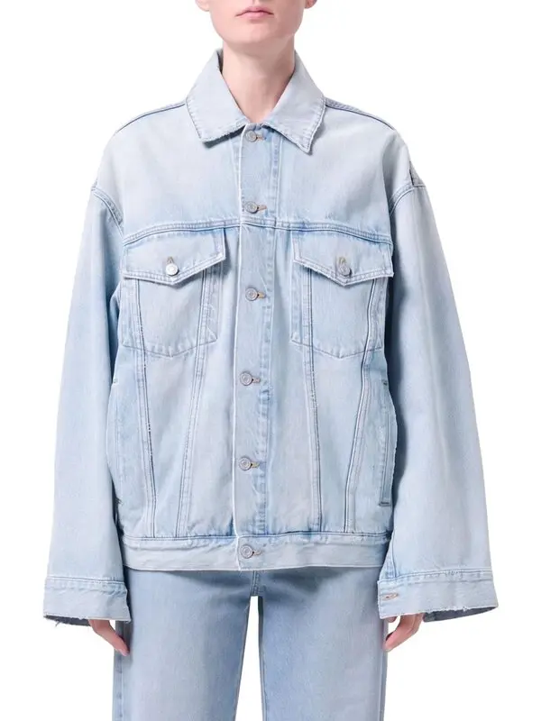 AGOLDE Relaxed Fit Cropped Bleached Organic Cotton Denim Jacket - Blue
