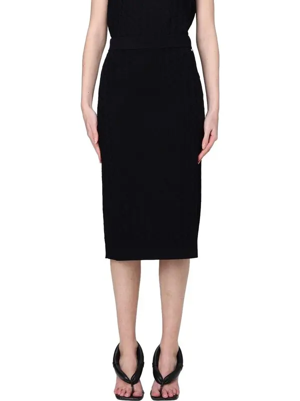 Armani Exchange Textured Knit Pencil Skirt - Black