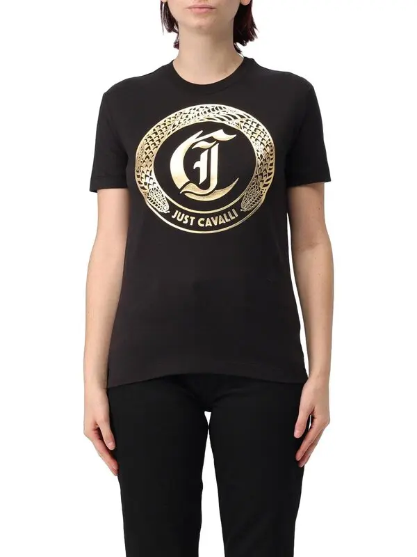 Just Cavalli Metallic Logo T-shirt - Black