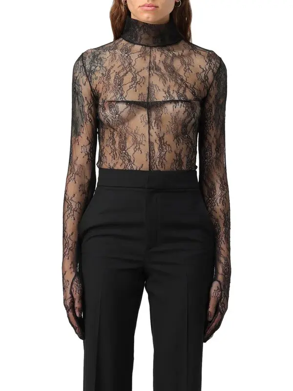 CHB Lace Bodysuit With High Neck - Black