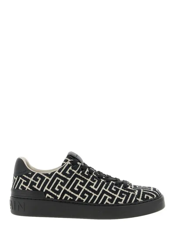 Balmain Graphic Print Lace-up Sneakers - Black