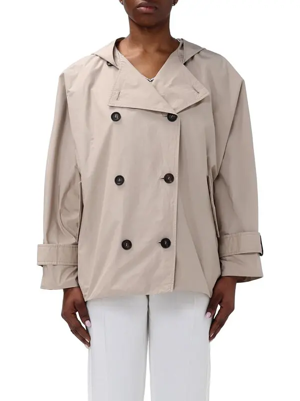 Brunello Cucinelli Double-breasted Jacket With Hood - Beige