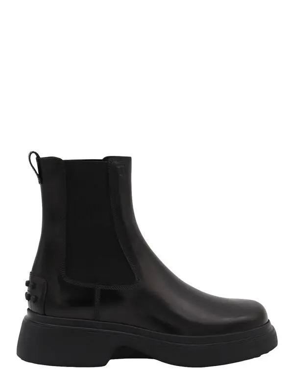 TOD'S Smooth Calf Leather Chelsea Boots With Rubber Sole - Black