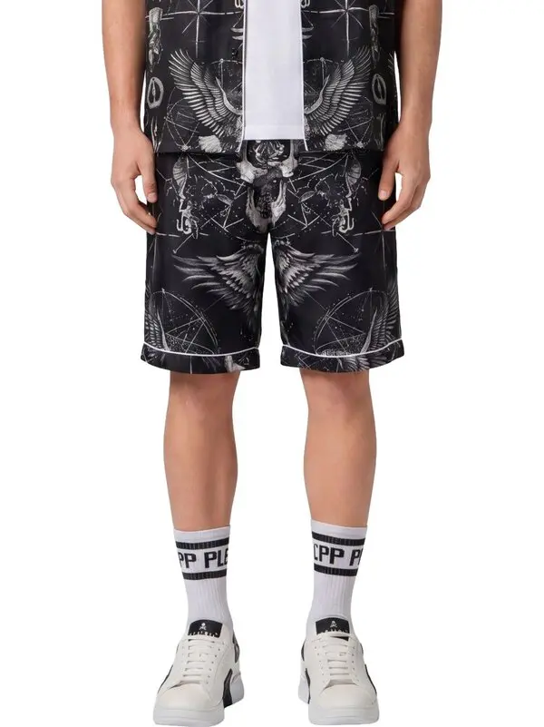 Philipp Plein Printed Relaxed Fit Shorts - Black