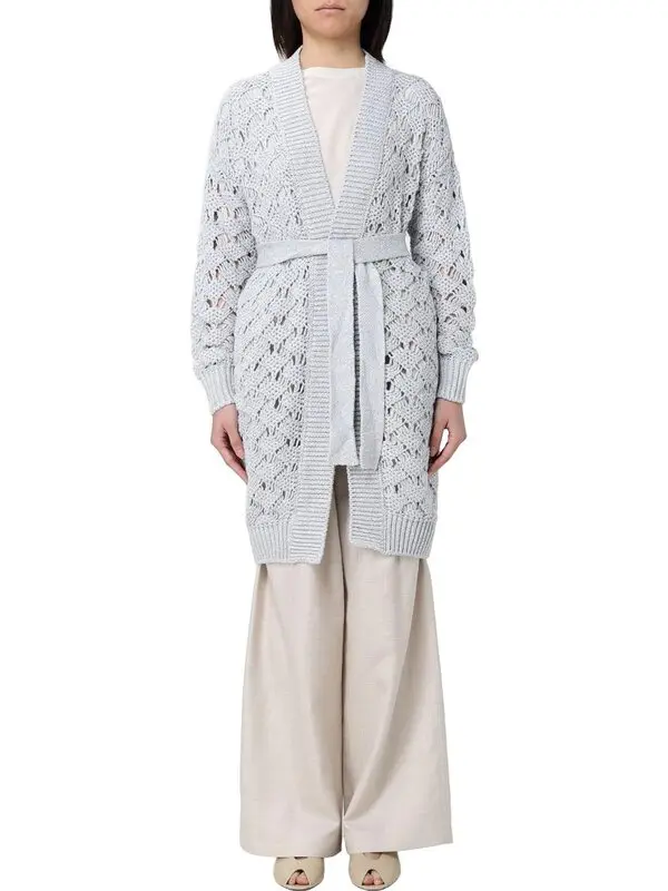 Eleventy Long Sleeve Belted Cardigan - Grey