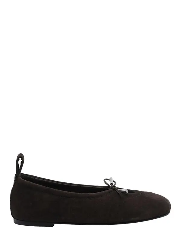 ALOHAS Rosalind Suede Ballet Flats With Bow Detailing - Brown
