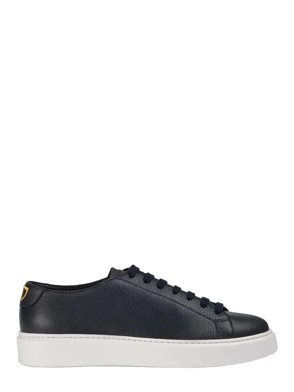 DOUCAL'S Tumbled Leather Lace-up Sneakers - Blue