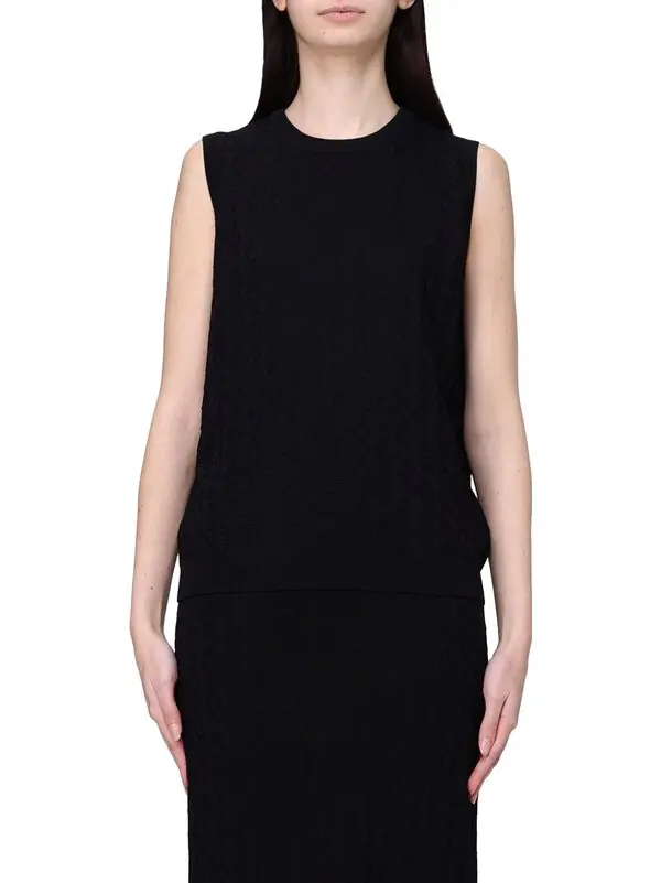 Armani Exchange Sleeveless Textured Knit Top - Black