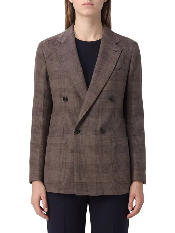 Tagliatore Double-breasted Checked Blazer - Brown