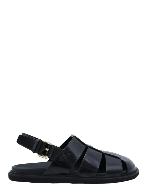 Moschino Perforated Leather Slingback Sandals - Black