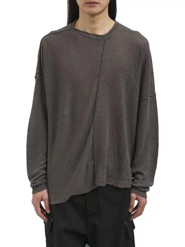 Isabel Benenato Linen Crewneck Pullover - Brown