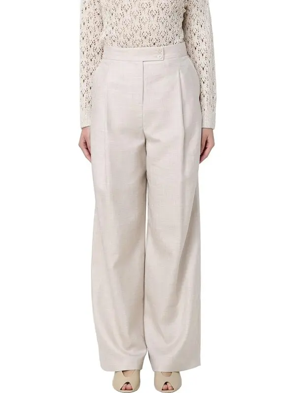 Eleventy Wide Leg Trousers In Virgin Wool Blend - Sand