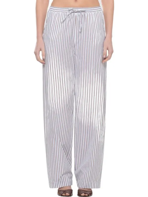 Loulou De Saison Striped Cotton Palazzo Trousers - Red
