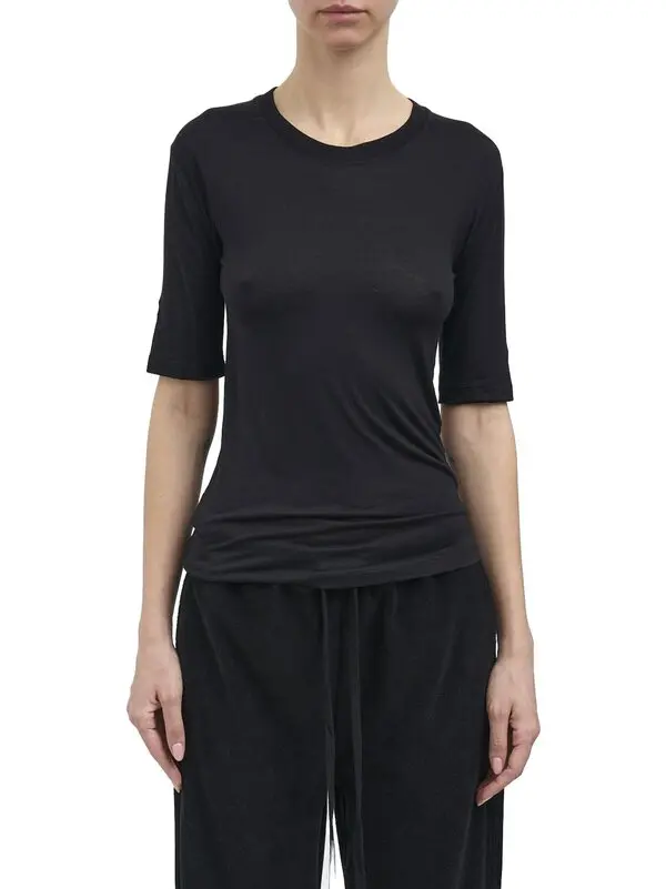THOM KROM Silk Blend Crew Neck T-shirt - Black