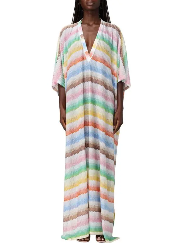 Missoni Multicolor Striped Viscose Kaftan Dress - Red